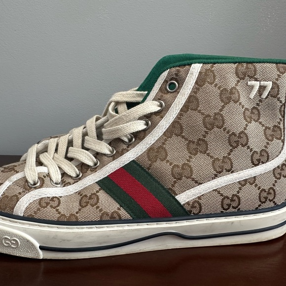 Gucci | Shoes | Gucci Hightop Sneakers With Signature Pattern | Poshmark
